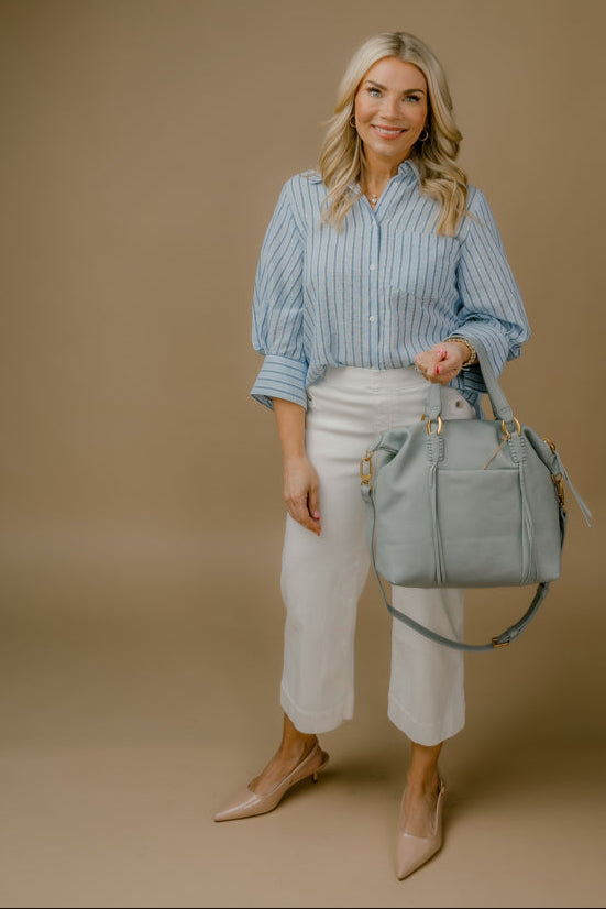 French blue top – Grey Barn Boutique